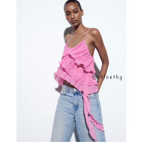Zara | Tops | Zara Ruffled Pleated Top | Poshmark